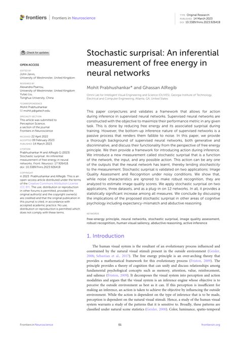 Pdf Stochastic Surprisal An Inferential Measurement Of Free Energy