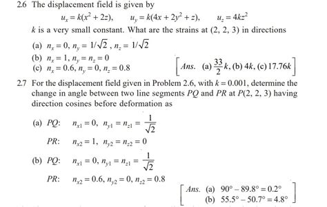 Solved U 4kz2 26 The Displacement Field Is Given By Uz