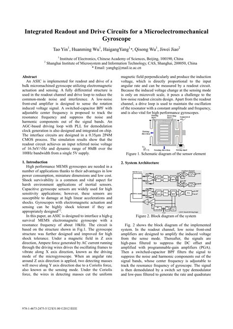 Pdf Integrated Readout And Drive Circuits For A