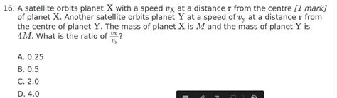 Solved 16 A Satellite Orbits Planet X With A Speed Vx At A