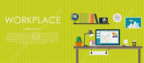 Workplace Vector Illustration Flat Computing Background Table Job