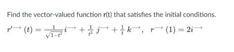 Solved Find The Vector Valued Function R T That Satisfies Chegg