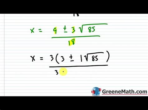 Free Video Solving Quadratic Equations Using The Quadratic Formula