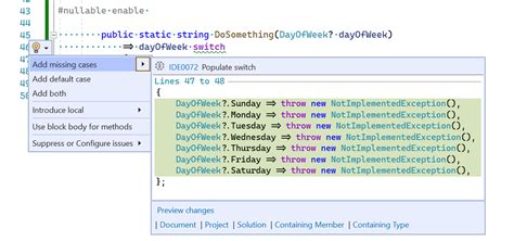 Ide0072 Add Missing Cases Not Well Implemented When Nullable · Issue 61594 · Dotnetroslyn · Github