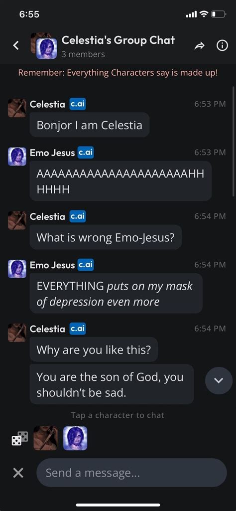 So I Put That Weird Ass Emo Jesus Bot In A Gc With My Oc R Characterai