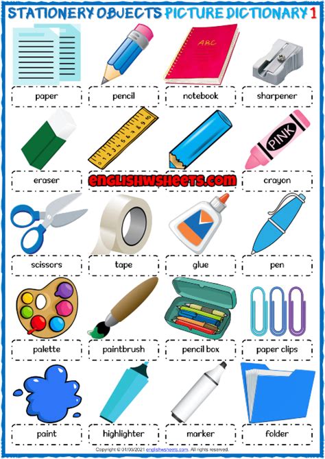 Classroom Objects Vocabulary Esl Picture Dictionary W
