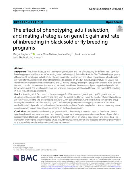 Pdf The Effect Of Phenotyping Adult Selection And Mating Strategies