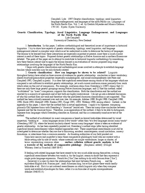 Genetic Classification Typology Areal Li Pdf Cognitive Science