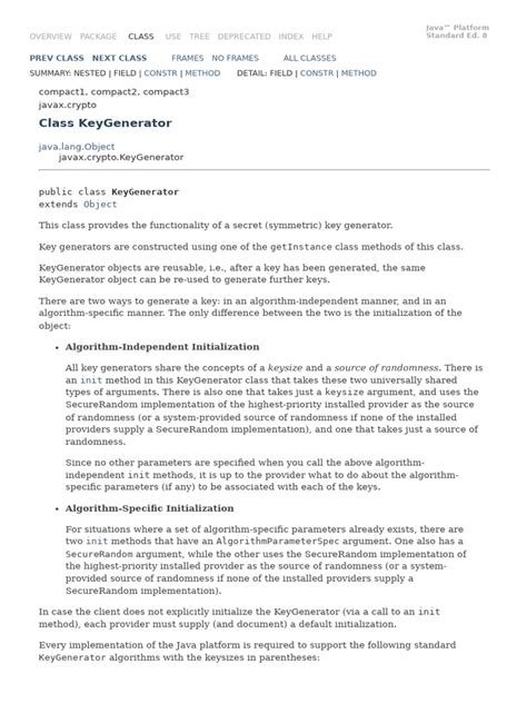 Keygenerator Java Platform Se 8 Pdf Method Computer Programming