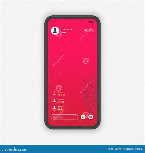 Online Mobile Streaming Interface With Live Like Stock Vector Illustration Of Live Screen