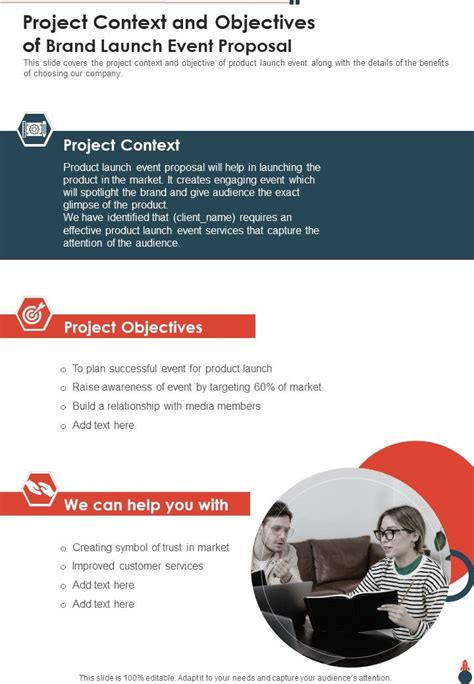 Project Context And Objectives Of Brand Launch Event Proposal One Pager