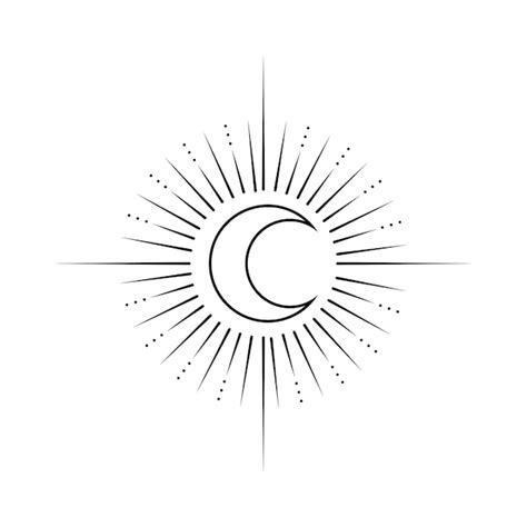 Dessin Au Trait Lunaire Classique Logo De Contour De Soleil Tatouage
