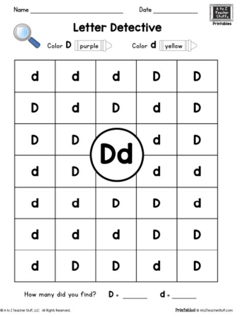 Letter D Letter Detective Uppercase And Lowercase Visual Worksheets Samples