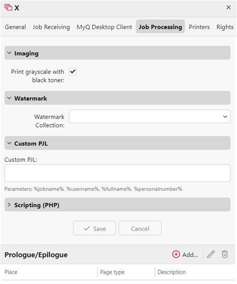 Job Processing Tab
