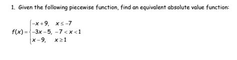 How Do I Turn A Piecewise Function Into An Absolute Value Function R Askmath