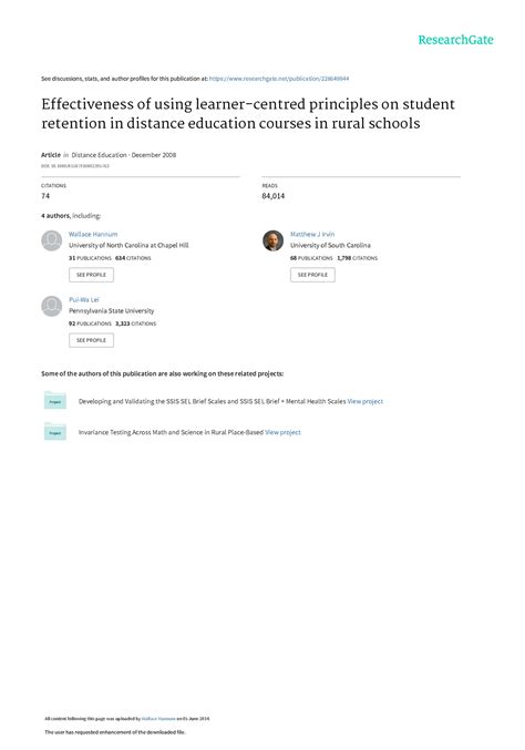 Effectiveness Of Using Learner Centred Principles See Discussions Stats And Author Profiles