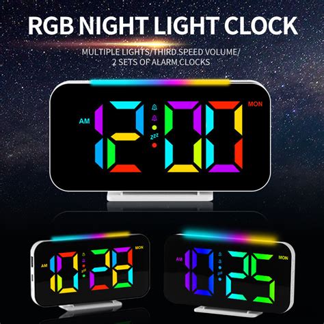 Rgb Digital Alarm Clock Time Week With Rgb Mood Light Alarm Snooze