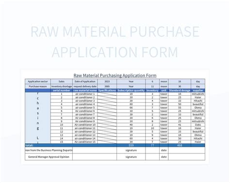 Free Raw Materials Templates For Google Sheets And Microsoft Excel Slidesdocs