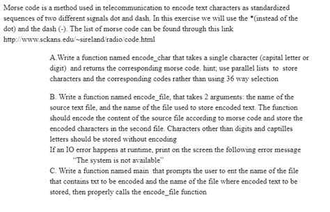 Solved Morse Code Is A Method Used In Telecommunication To