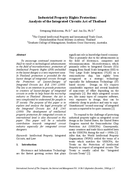 Analysis Of The Integrated Circuits Act Of Thailand Article2006 Pdf