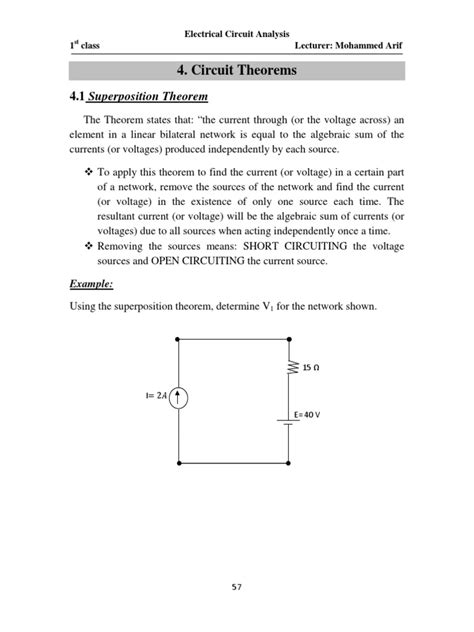 Circuit Theorems 4 1 Superposition Theorem Pdf Electrical Network Network Analysis