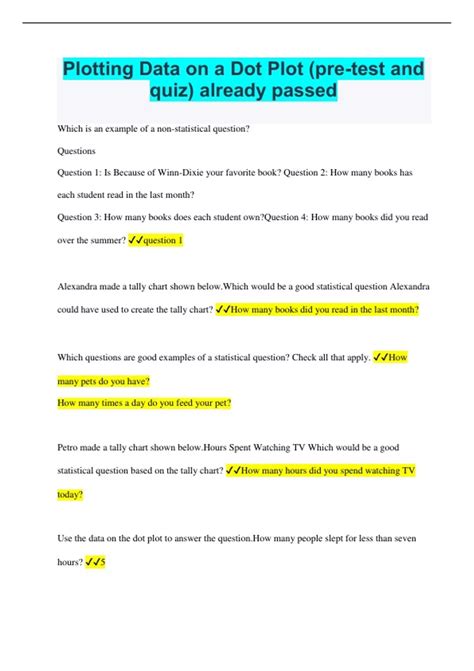 Plotting Data On A Dot Plot Pre Test And Quiz Already Passed