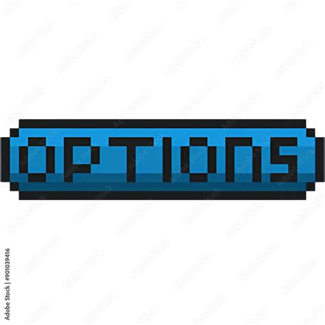 Pixel Buttons Of The Game Interface Box With Pixelated Text Menu Game