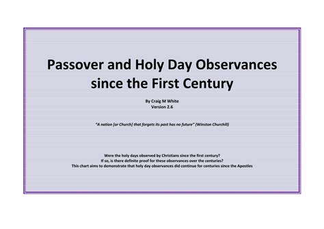 Pdf Passover And Holy Day Observances Since The First Century