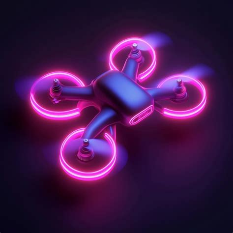 3D неоновый цвет икона дрона яркая иллюстрация воздушного устройства ...