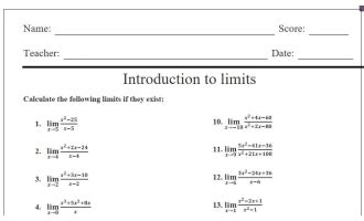 Infinite Limits Worksheet By Teach Simple