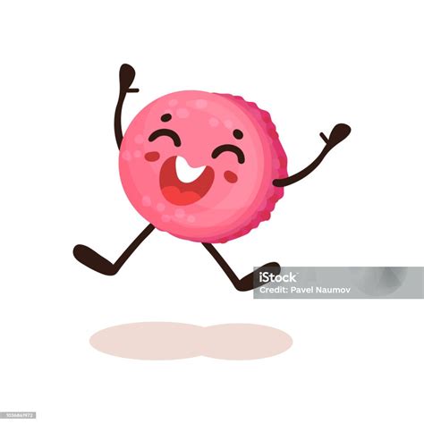 얼굴 미소와 귀여운 분홍색 유약된 도넛 재미 Humanized 흰색 배경에 디저트 만화 문자 벡터 일러스트 레이 션 감정에 대한 스톡 벡터 아트 및 기타 이미지 Istock