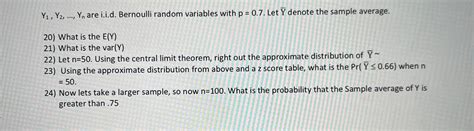 Solved Y₁ Y2 Yn Are I I D Bernoulli Random Variables