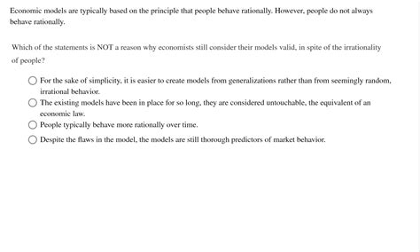 Solved Economic Models Are Typically Based On The Principle Chegg