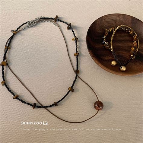 Linglang Bohemian Beaded Choker Necklace Layering Charm Necklace Set