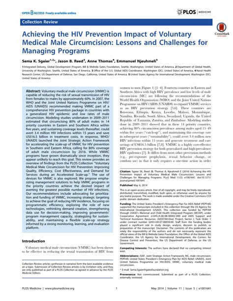 Pdf Achieving The Hiv Prevention Impact Of Voluntary Medical Male