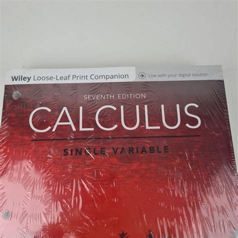 🚨 Calculus Single Variable Wiley Loose Leaf Print Companion 7th Edition Ebay