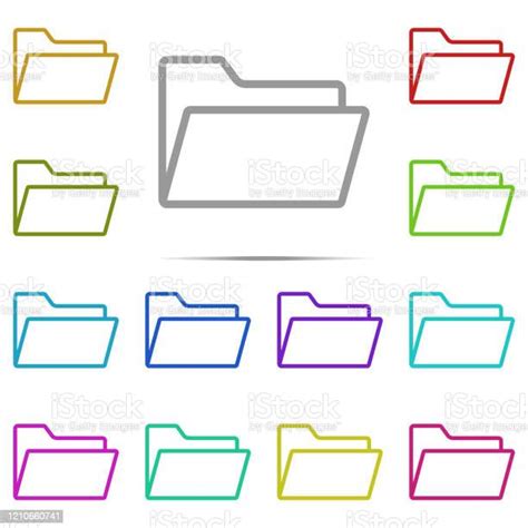 여러 가지 색상으로 폴더 아이콘을 엽니다 웹의 간단한 개요 벡터 Ui 및 Ux 웹 사이트 또는 모바일 응용 프로그램에 대한 최소 세트 0명에 대한 스톡 벡터 아트 및 기타
