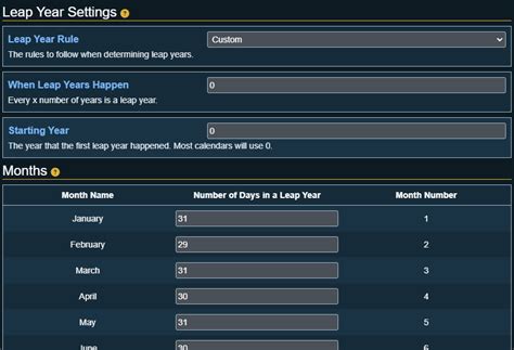 leap year settings simple calendar