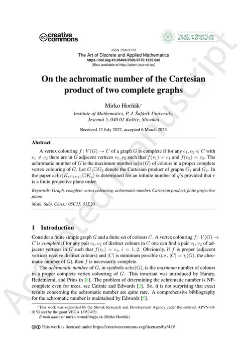 Pdf On The Achromatic Number Of The Cartesian Product Of Two Complete