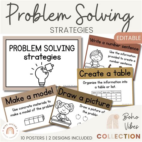 Math Problem Solving Strategies Posters Boho Vibes