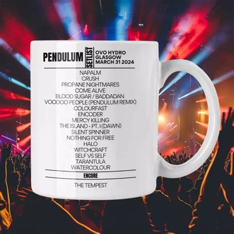 Pendulum Glasgow March 31 2024 Setlist Mug £14 99 Picclick Uk