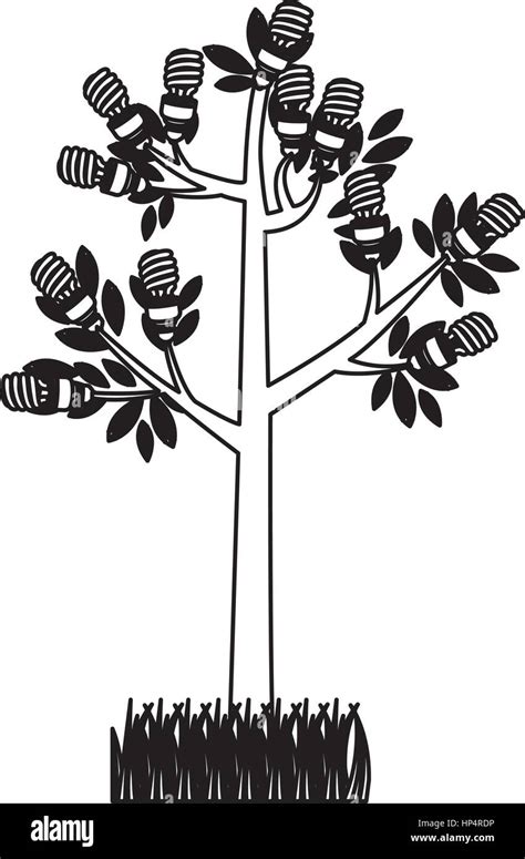 Black Silhouette Tree Leafy With Grass Stock Vector Image And Art Alamy