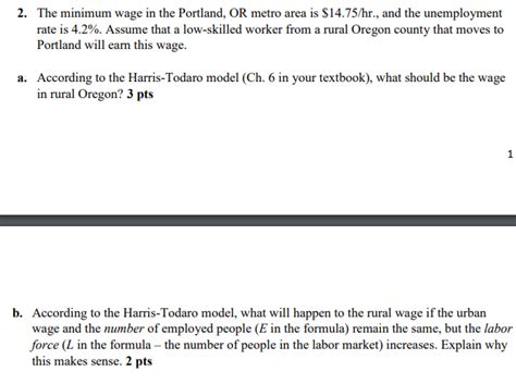 Solved 2 The Minimum Wage In The Portland Or Metro Area Is