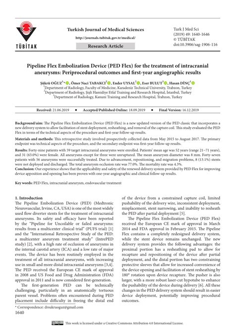 Pdf The Pipeline Flex Embolization Device Ped Flex For The Treatment Of Intracranial