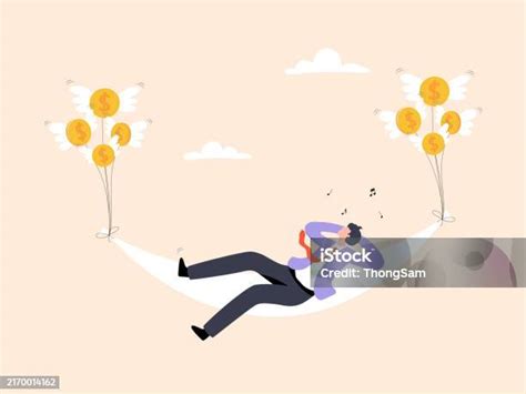 날아다니는 돈으로 지탱되는 해먹에서 휴식을 취하는 사업가 경제적 자유에 대한 스톡 벡터 아트 및 기타 이미지 경제적 자유 개념 일러스트레이션 Istock