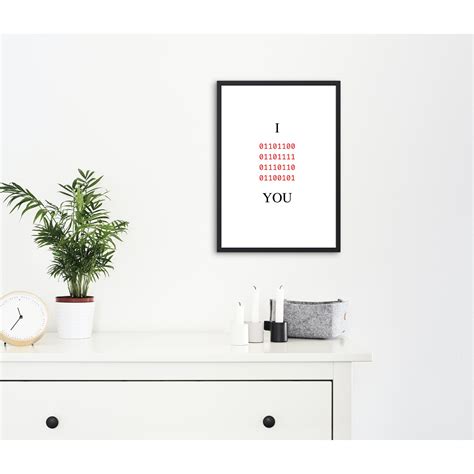 i love you binary code printable poster programmer ts etsy