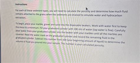 solved instructionsfor each of these sediment types you
