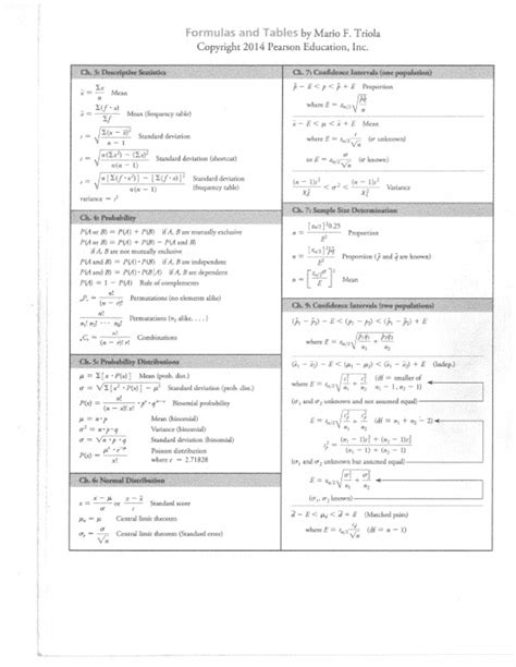 Statistics Formulas Pdf