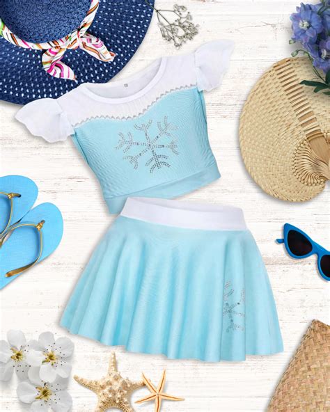 Pretty Princess Light Blue Two Piece Swimsuit Mia Belle Girls