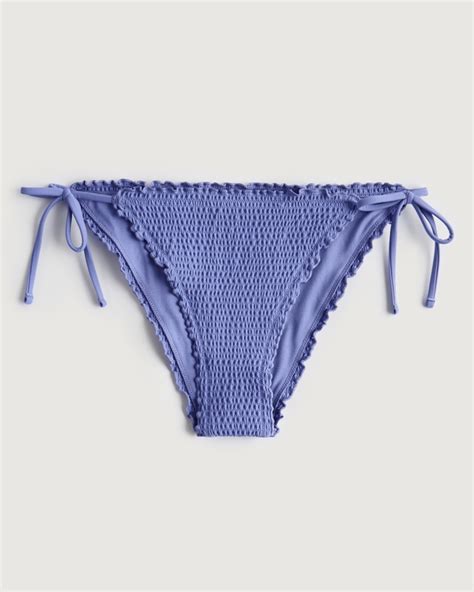 Womens Smocked Lettuce Edge Cheeky Bikini Bottom Womens Clearance